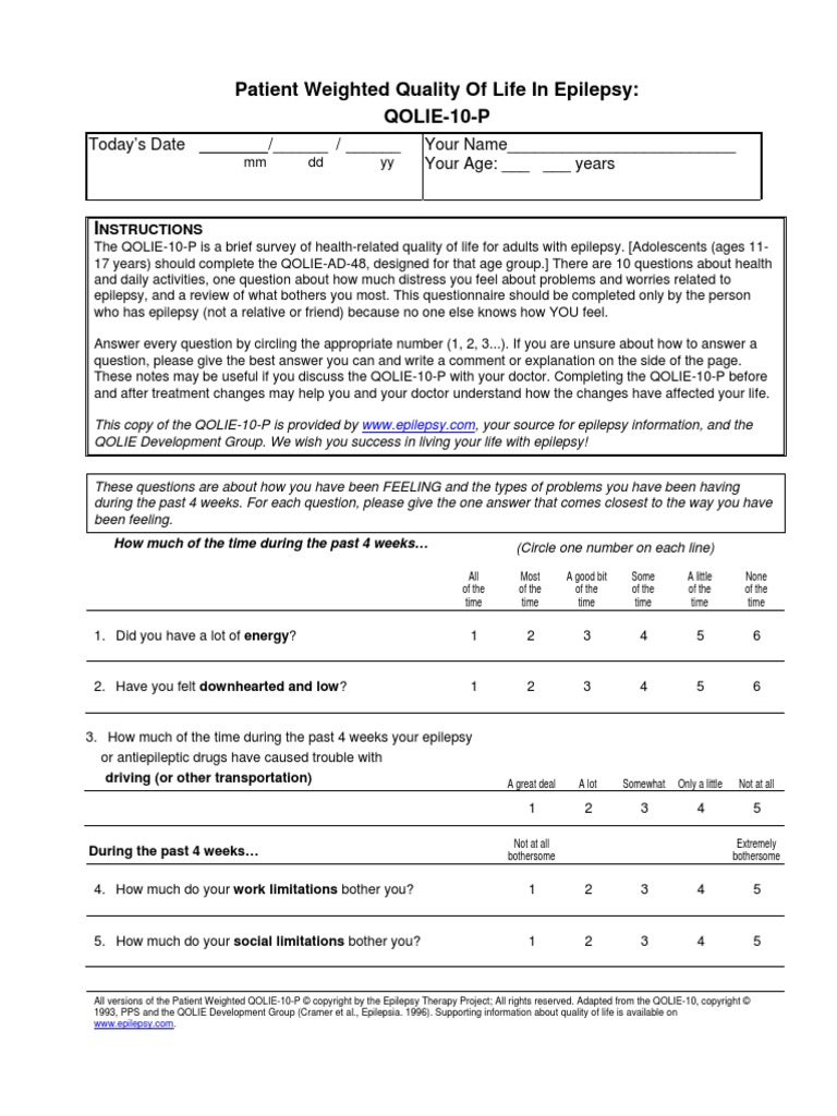 Qolie 10-p | PDF | Epilepsy | Mental Health
