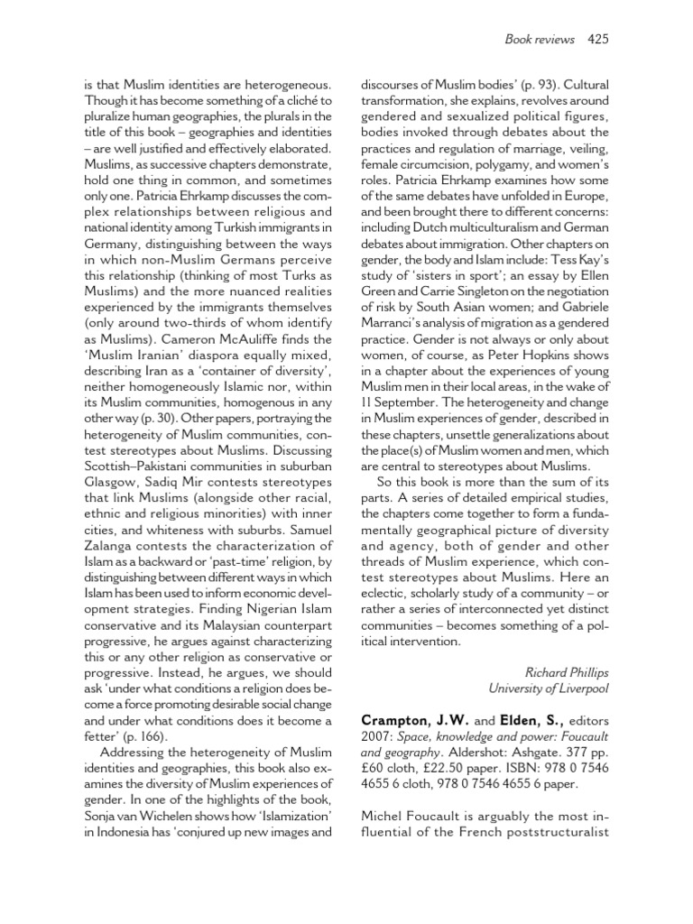 Space, Knowledge and Power | PDF | Michel Foucault | Multiculturalism