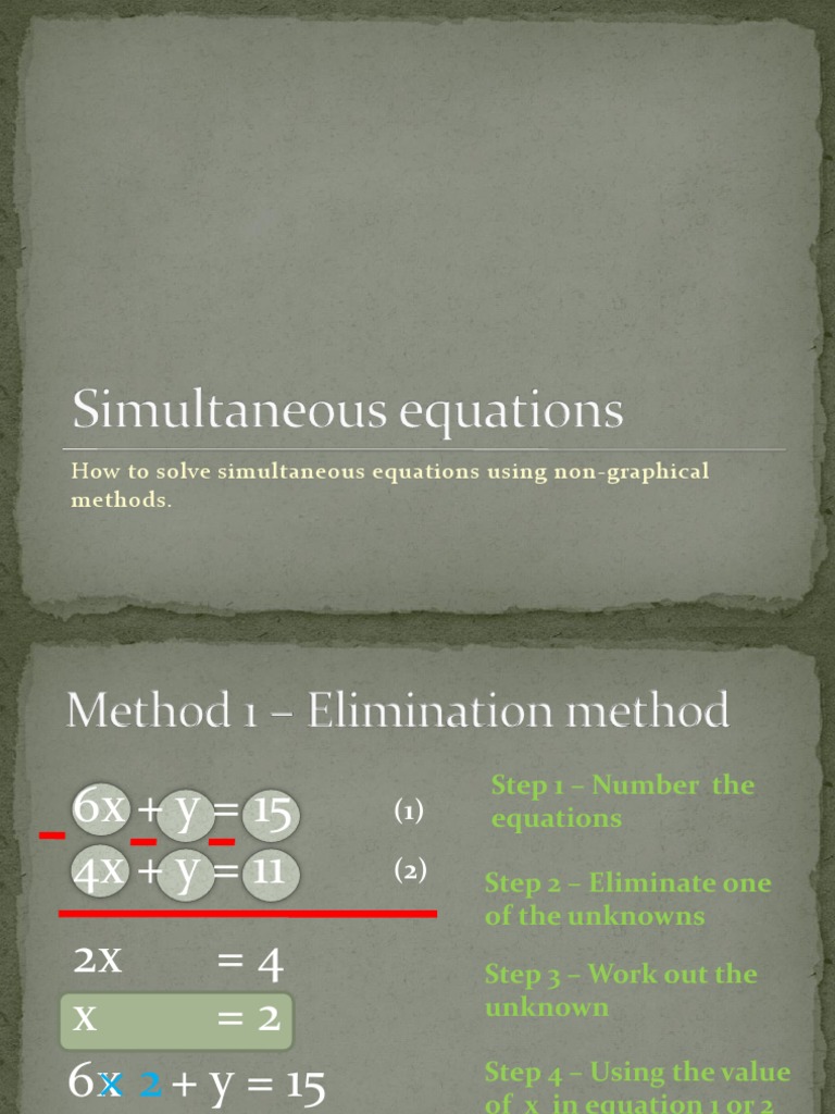 How To Solve Simultaneous Equations Using Non-Graphical Methods | PDF ...