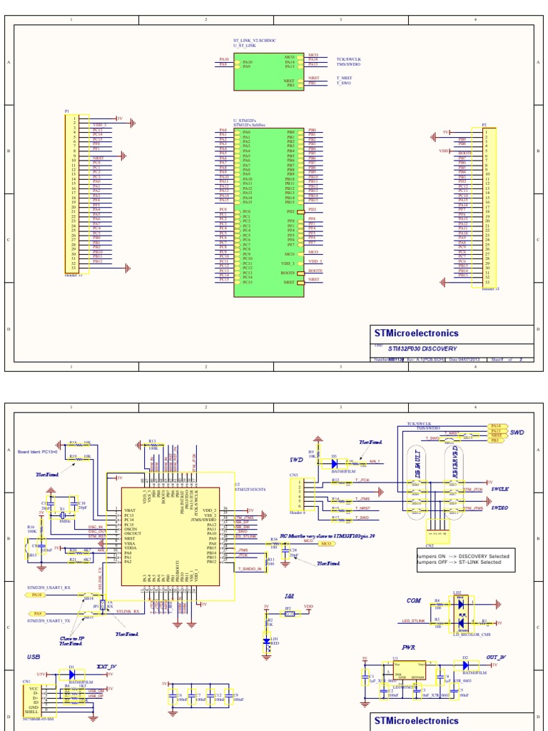 Schematic Diagram of the STM32F030 Discovery Board with ST-Link/V2 ...