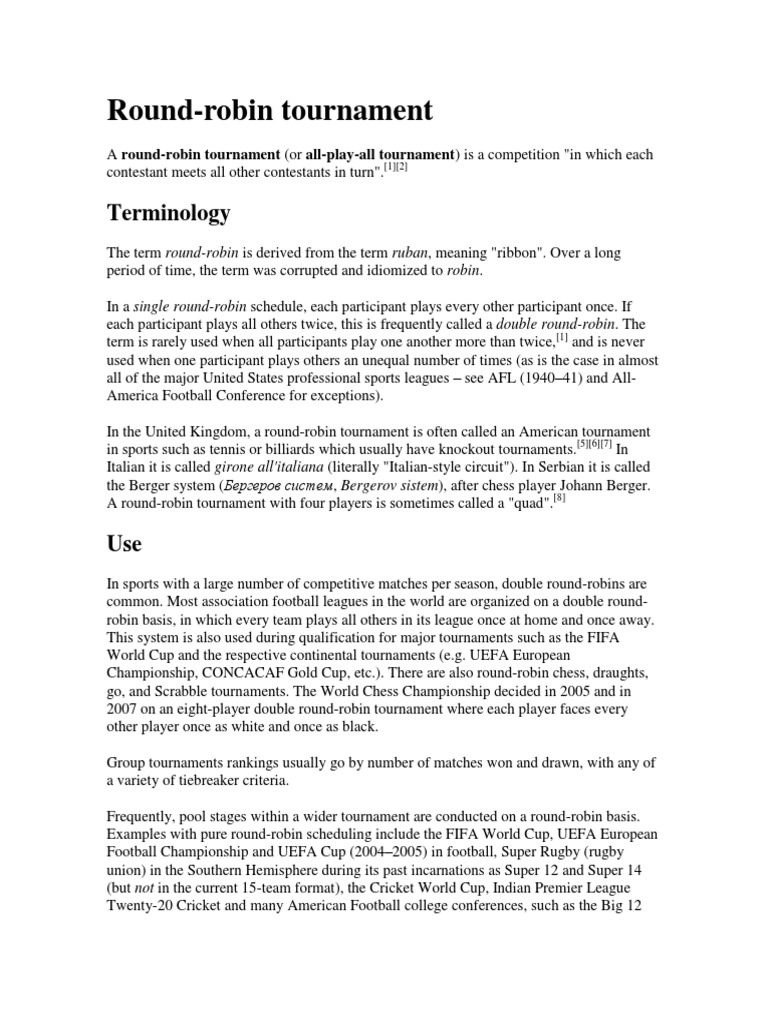 Round Robin | PDF | Tournament | Sports Competitions