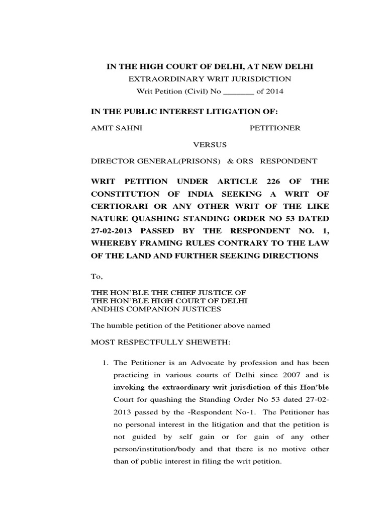 Writ Petition | PDF | Legal Aid | Advocate Writ Petition | PDF | Legal Aid | Advocate