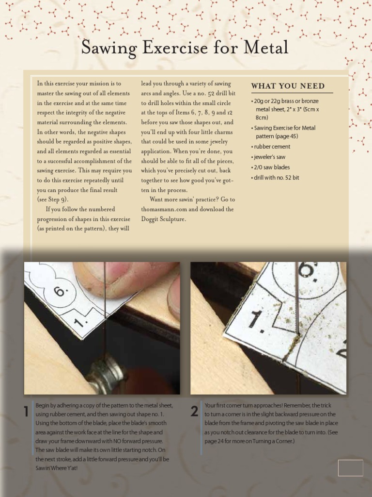 Sawing Exercise | PDF | Sheet Metal | Jewellery