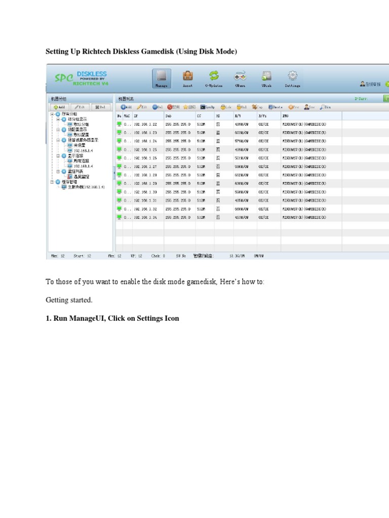 Setting Up Richtech Diskless Gamedisk | PDF