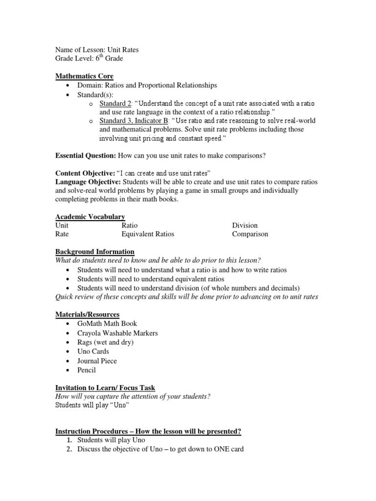 Ell Lesson Plan | Download Free PDF | Fraction (Mathematics) | Ratio