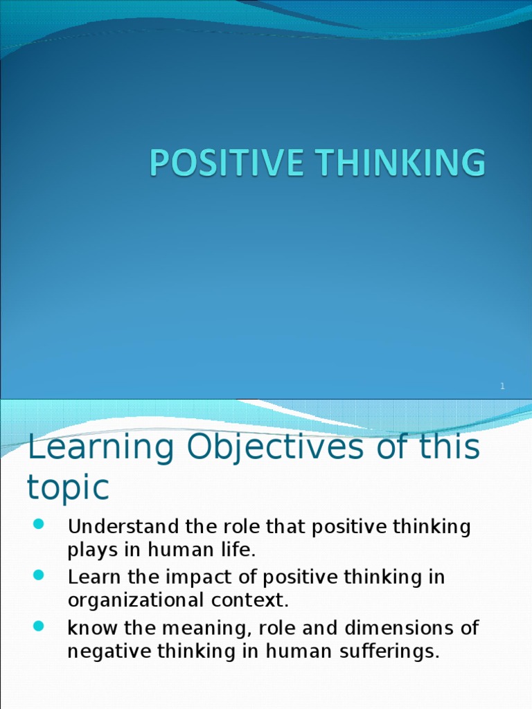 Session 2 Positive Thinking and Attitude | Download Free PDF | Optimism | Thought