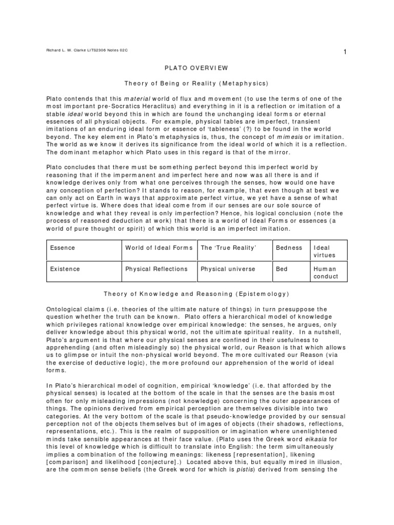Plato Overview | Reason | Epistemology
