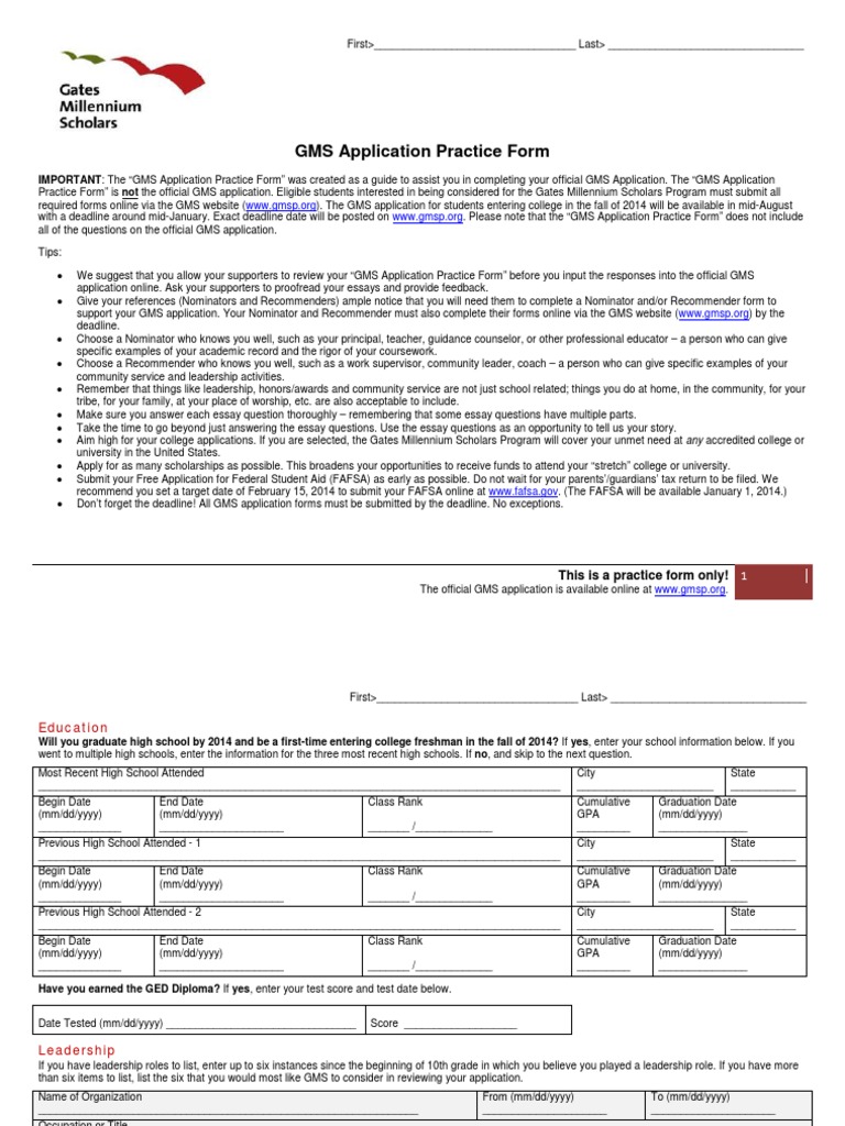 GMS Practice Form | PDF | Social Science | Grading (Education)