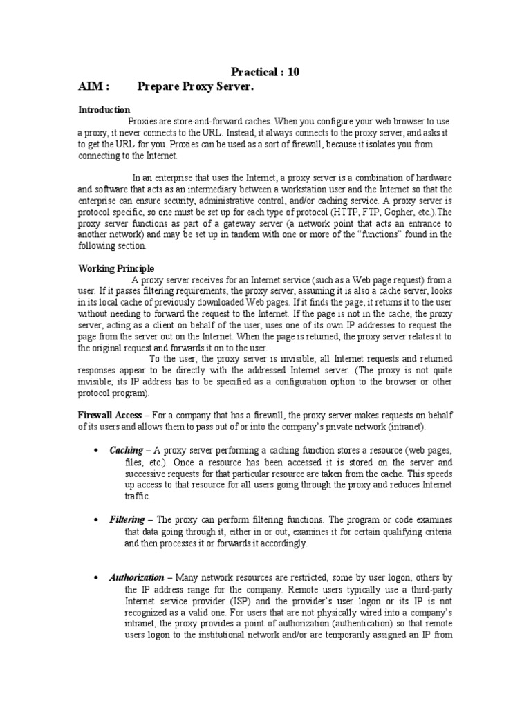 Practical: 10 AIM: Prepare Proxy Server | PDF | Proxy Server | Firewall (Computing)