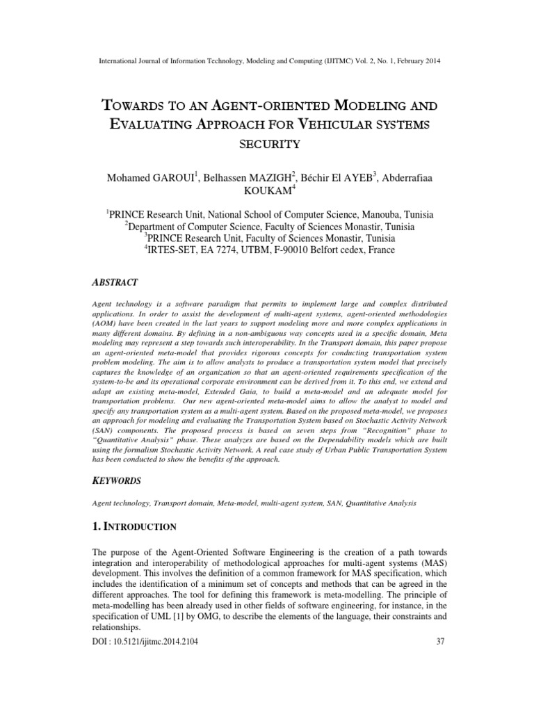 Towards To An Agent Oriented Modeling And Evaluating Approach For 5311