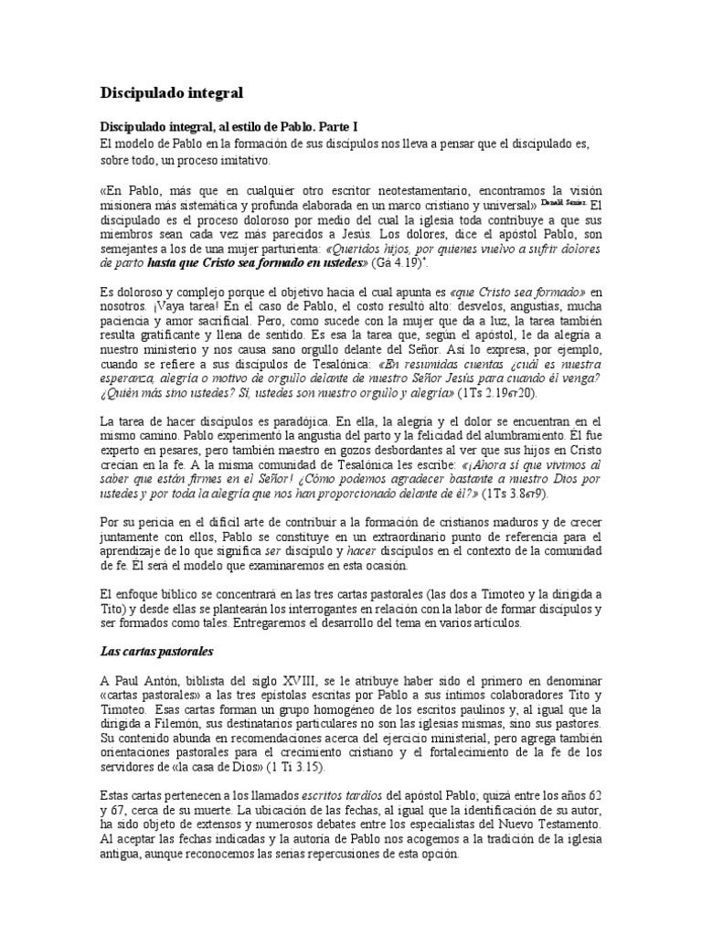 Discipulado Integral | PDF | Pablo el apóstol | Jesús