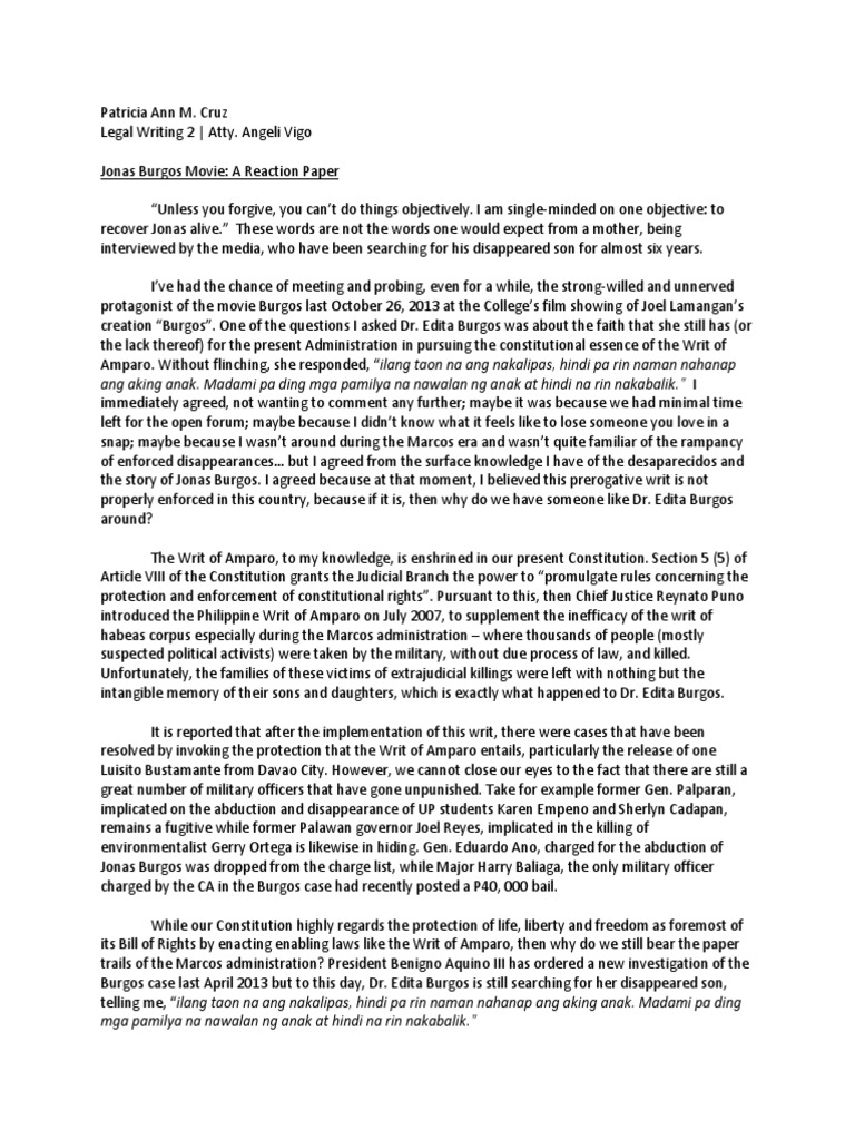 Reaction Paper Public Law Justice