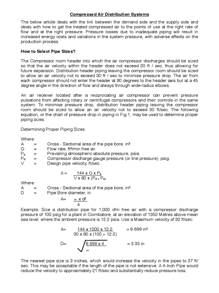 Compressed Air Distribution Systems | PDF | Pipe (Fluid Conveyance ...
