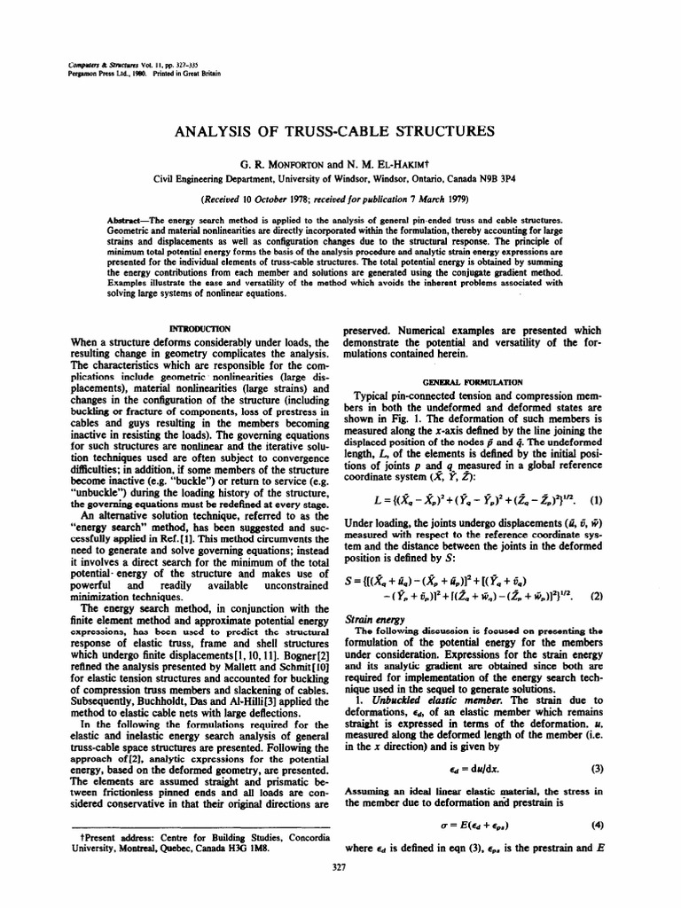 Analysis of Truss-Cable Structures | PDF | Buckling | Deformation (Mechanics)