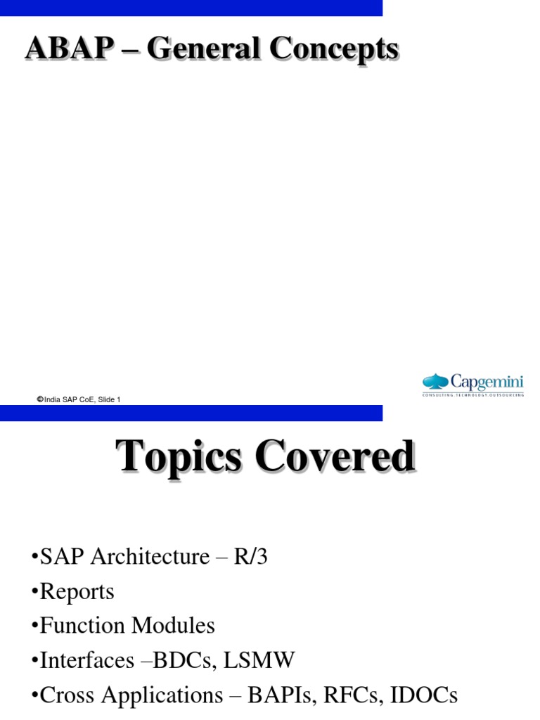 Abap - General Concepts: India Sap Coe, Slide 1 | PDF | Parameter (Computer Programming ...