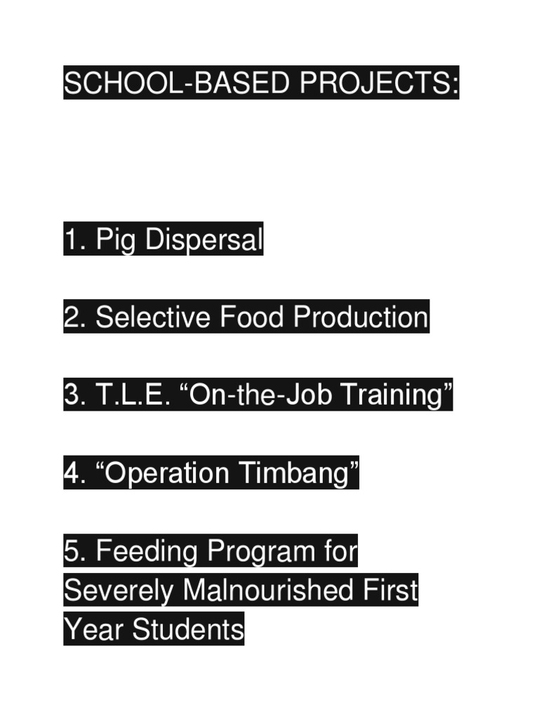 School-Based Projects | Download Free PDF | Quality Of Life | Sharing