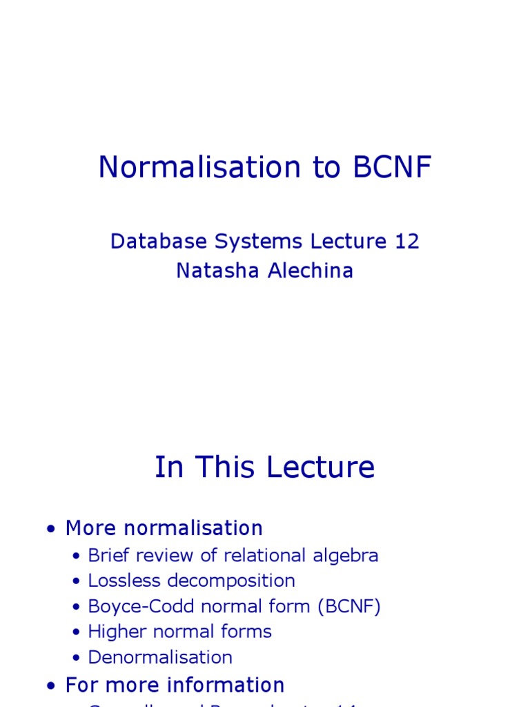 Lecture On Database Normalisation | PDF | Data Model | Computing