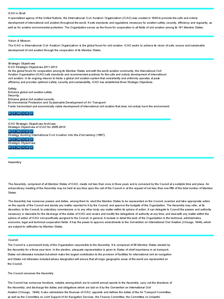 An Overview of the International Civil Aviation Organization: Its ...