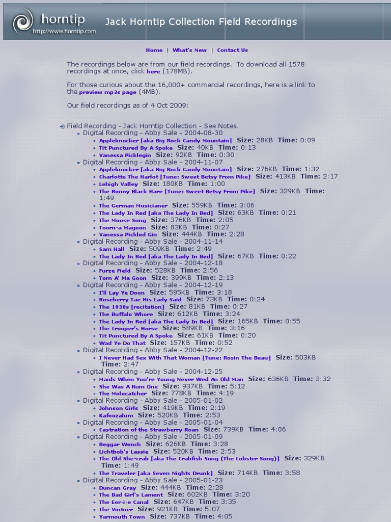 Jack Horntip Collection Field Recordings | PDF