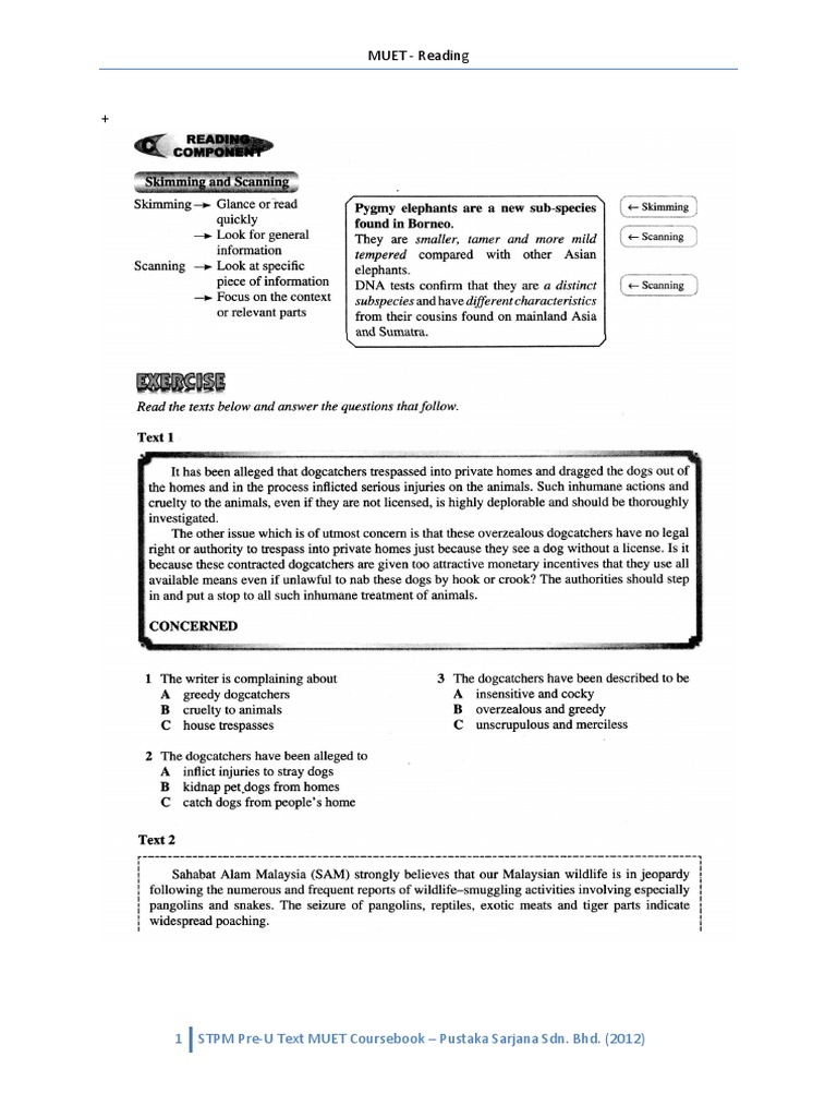 MUET Reading Exercise (Environment) 1 | PDF