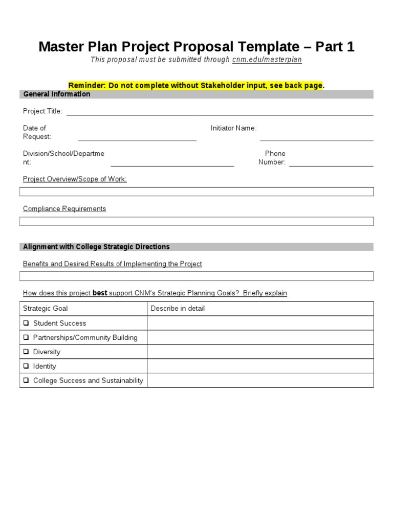 Master Plan Proposal Template Part 1 Final | PDF | Career & Growth ...