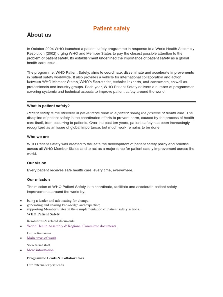 About Us: Patient Safety | PDF | Patient Safety | Health Professional