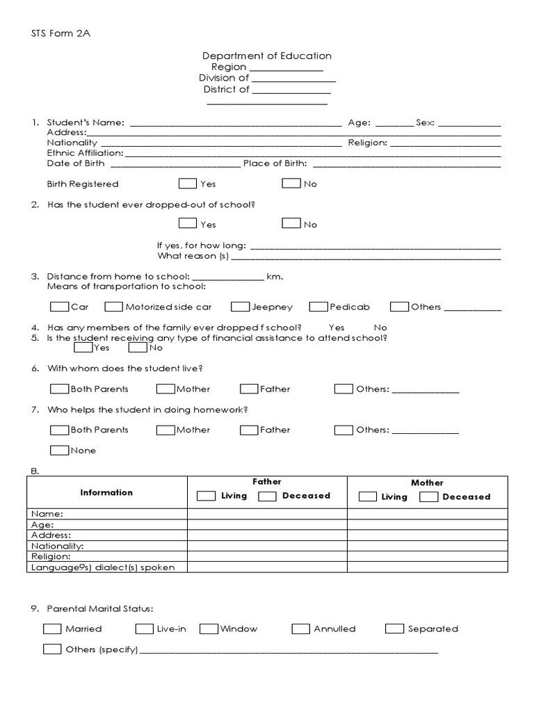 STS Form 2A PDF