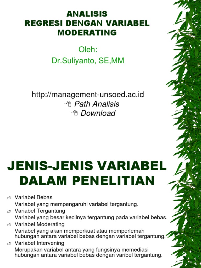 Analisis Regresi Dengan Variabel Moderating Dan Intervening 20091 | PDF ...