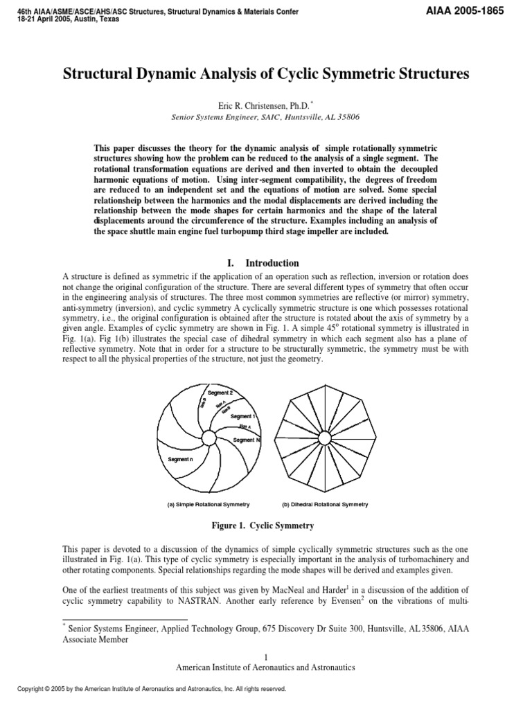 Structural Dynamic Analysis of Cyclic Symmetric Structures: Senior ...
