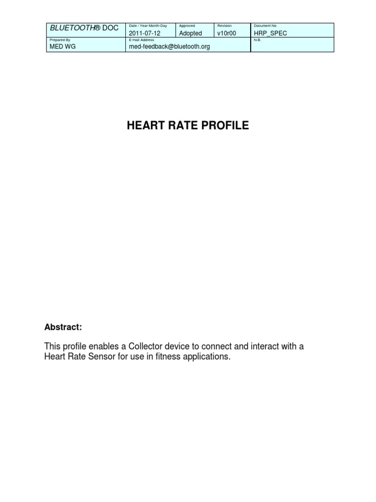 Heart Rate Profile: Bluetooth® | Download Free PDF | Bluetooth | Computing