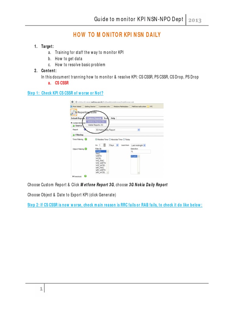 Monitor Kpi Nsn | High Speed Packet Access | Networks