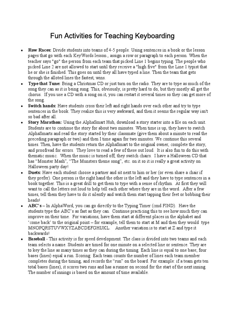 Engaging Keyboarding Activities for Students | PDF | Computer Keyboard ...