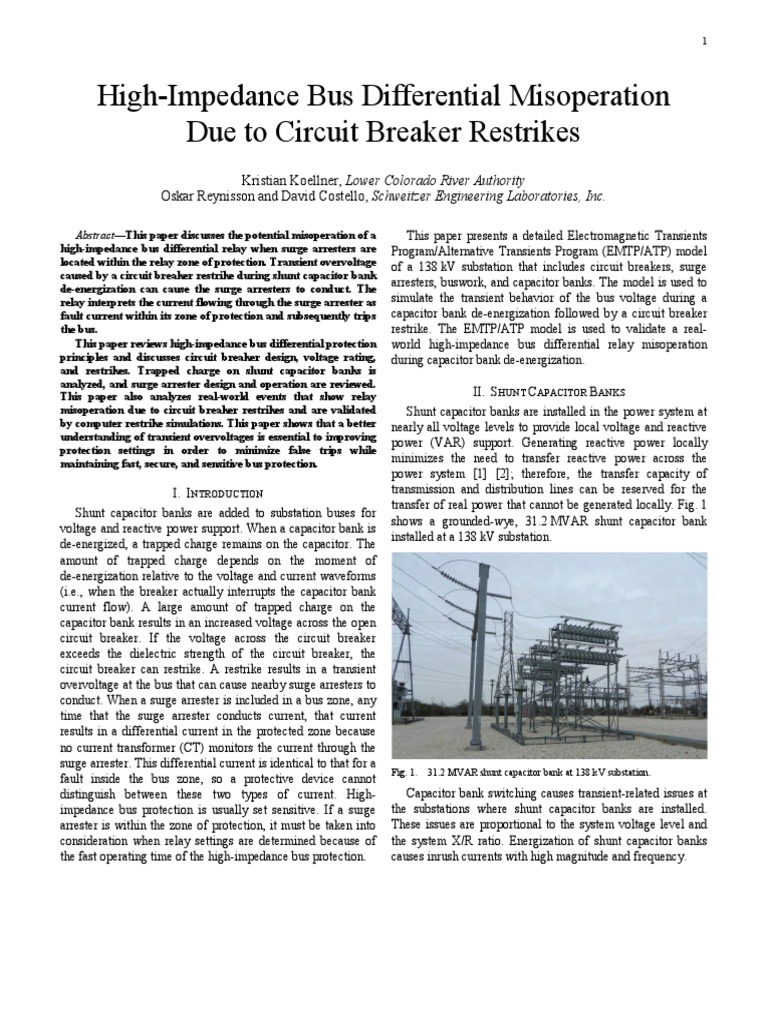 High-Impedance Bus Differential Misoperation Due To Circuit Breaker ...