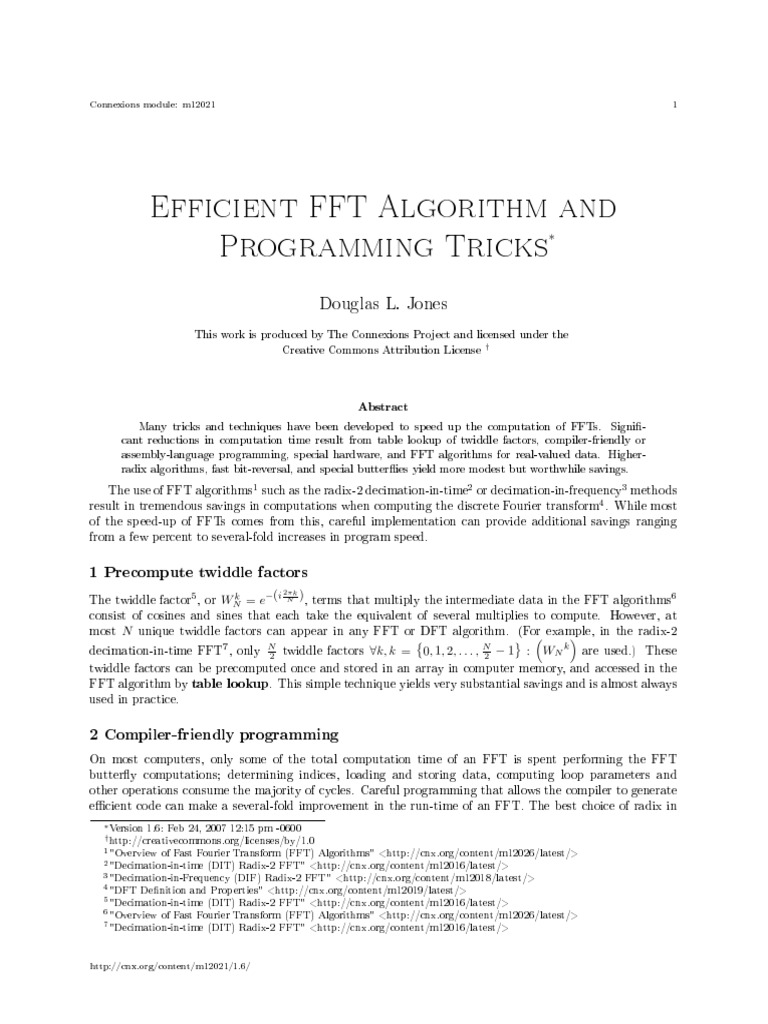 Efficient FFT Algorithm and Programming Tricks | PDF | Fast Fourier ...
