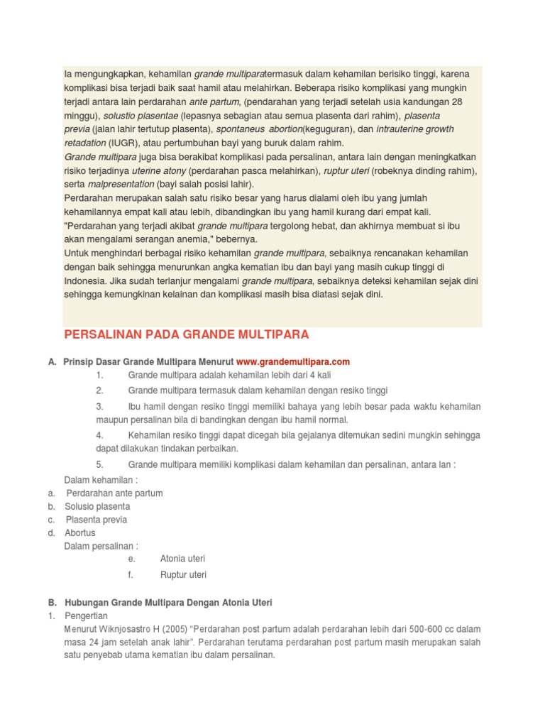Persalinan Pada Grande Multipara | PDF