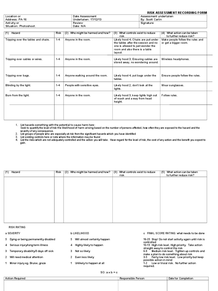 Risk Assessment PA-16 | PDF | Business
