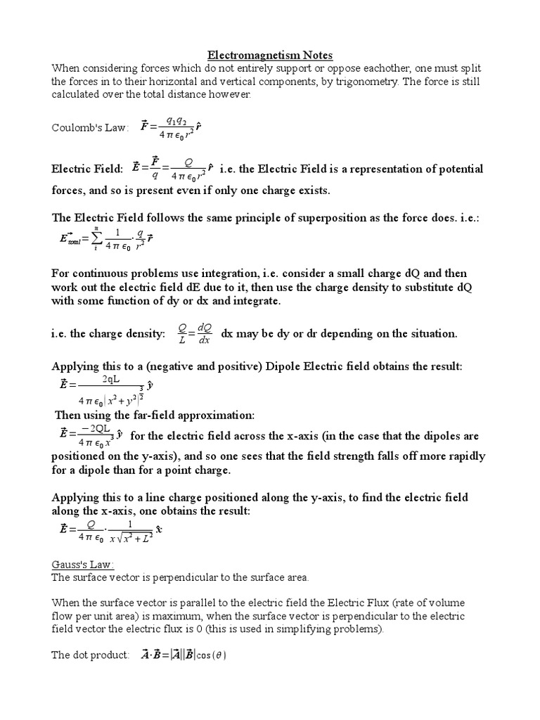Electromagnetism Notes | PDF | Inductance | Capacitor