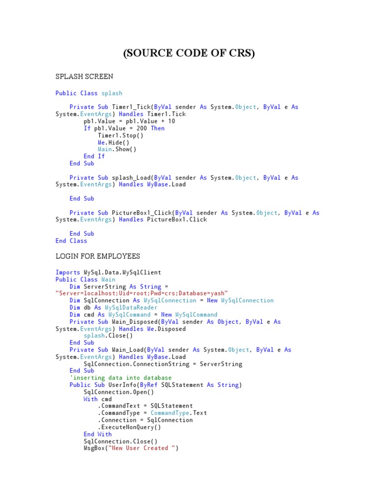 Source Code of Crs | PDF | Computing | Business
