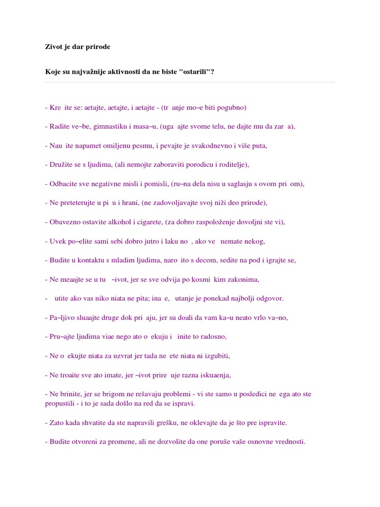 Zivot Je Dar Prirode | PDF