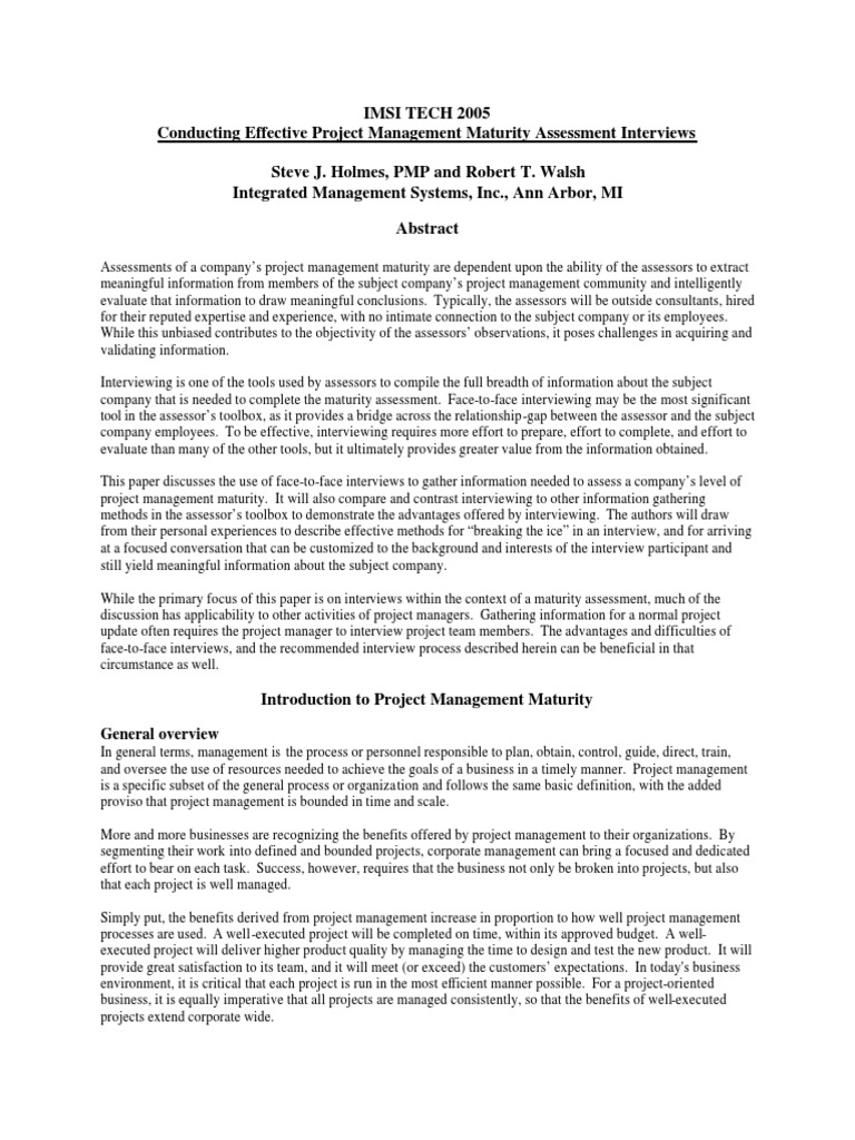 Conducting Assessment Opm3 | PDF | Project Management | Evaluation