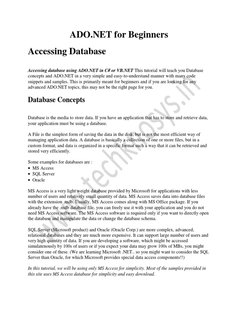 Accessing Database | PDF | Microsoft Access | Microsoft Sql Server