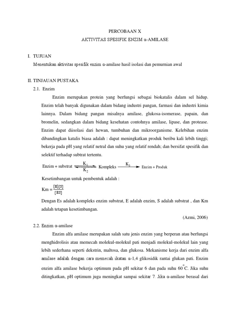 Aktivitas Spesifik Enzim Alfa Amilase | PDF | Sains & Matematika