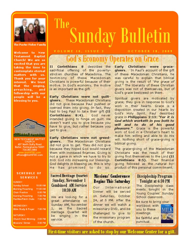 The Sunday Bulletin | PDF | Sin | Salvation