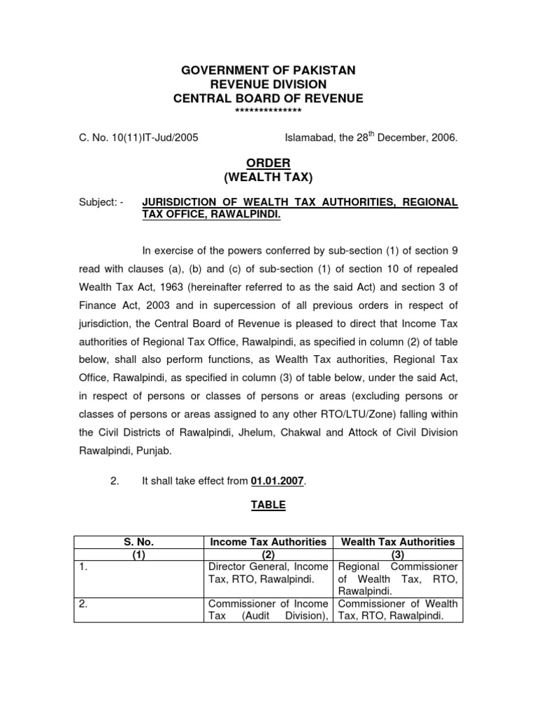 Government of Pakistan Revenue Division Central Board of Revenue ...