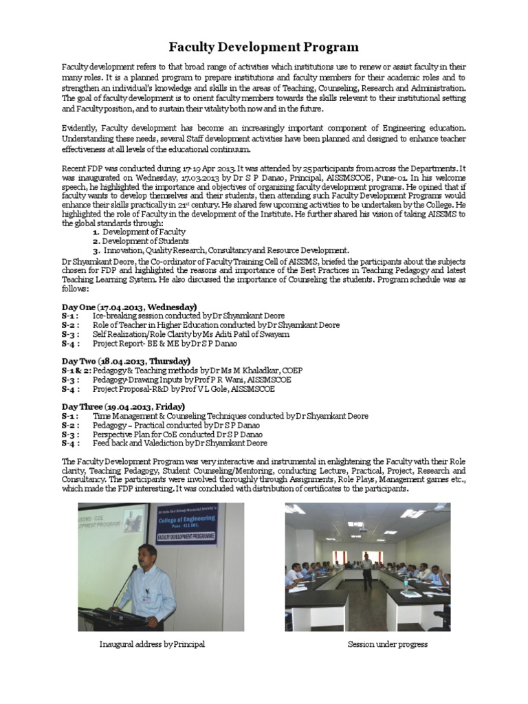 Faculty Development Program | PDF | Staff (Military) | Teachers