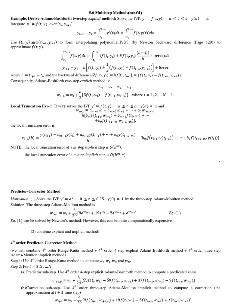 5 6 Multistep Methods Contd Example Derive Adams Bashforth Two Step