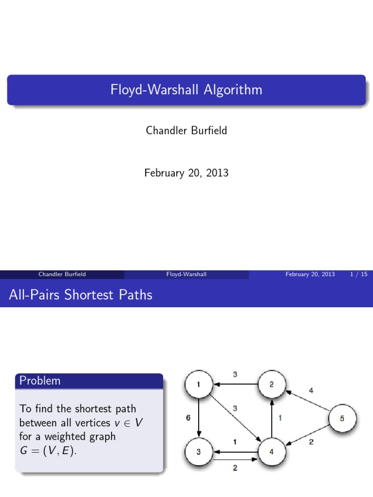 Floyd-Warshall Algorithm Overview | PDF | Algorithms | Theoretical Computer Science