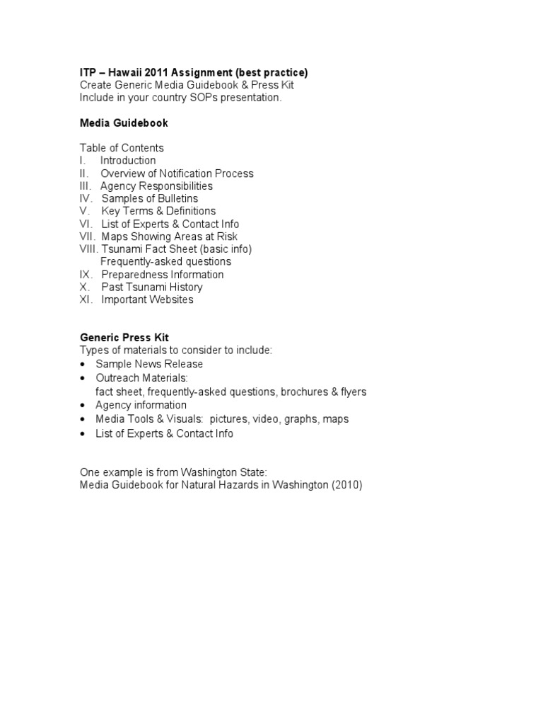 ITP - Hawaii 2011 Assignment (Best Practice) | PDF