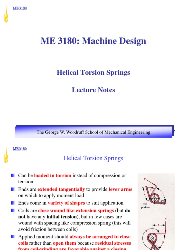 Updated Helical Torsion Springs Note | PDF | Bending | Stress (Mechanics)