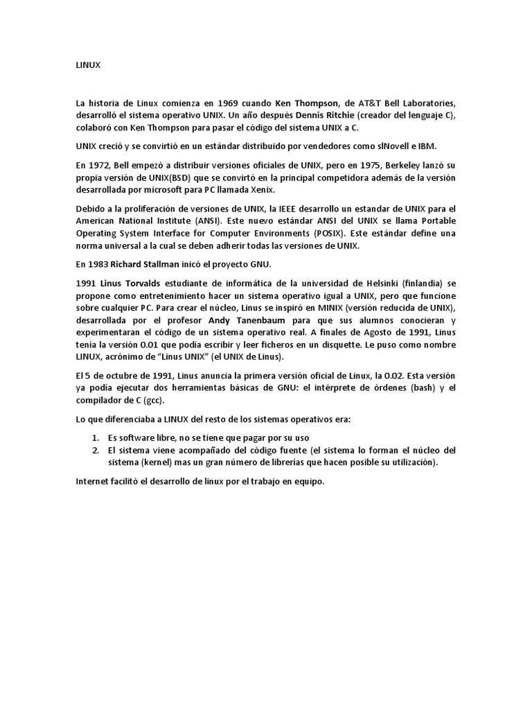 Breve Historia de Linux | PDF